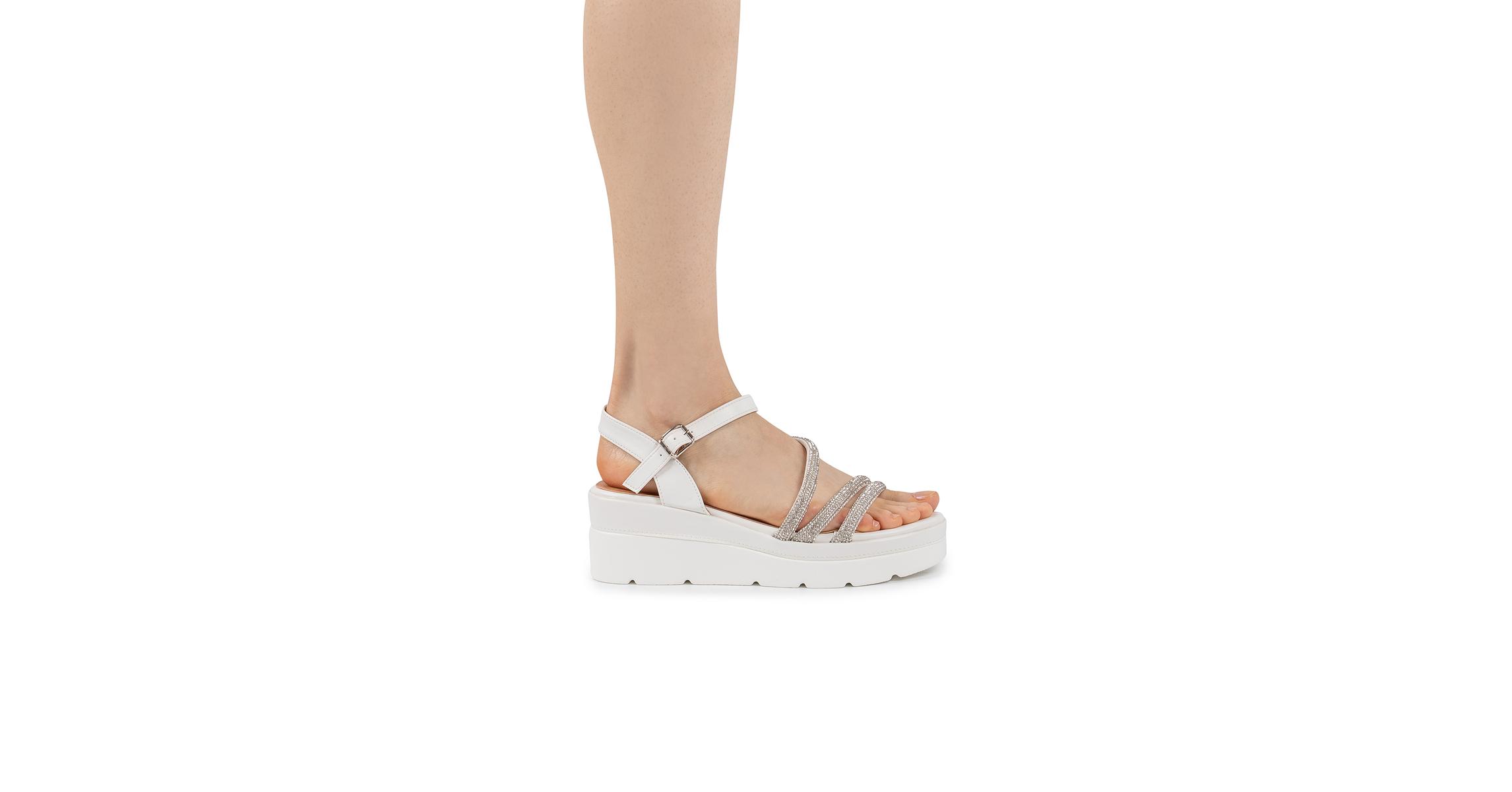 Seastar Fehér Műbőr Platform Talpú Bokapántos Szandál - PLATFORMOS ...